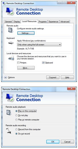 Redirect sound audio from remote desktop server to local machine