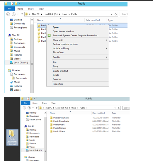 Sharing Public User folder in Windows Server 2012 R2
